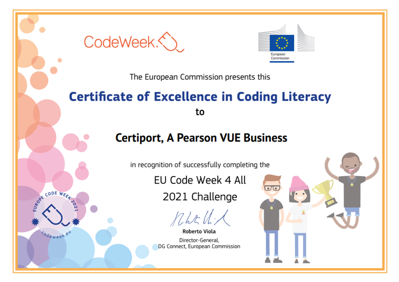 Certiport Awarded EU Code Week Certificate of Excellence for Fourth ...